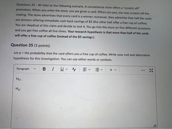 Solved Questions 35 - 40 refer to the following scenario. A | Chegg.com