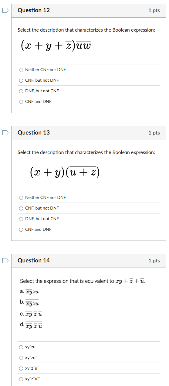 Solved Question 12Select the description that characterizes | Chegg.com