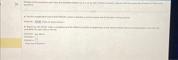 Solved K Multiple-choice questions each have five possible | Chegg.com