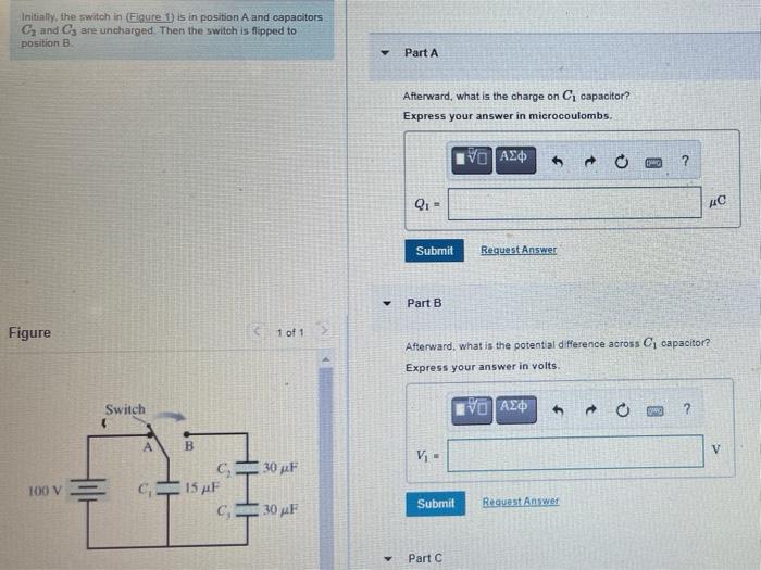 Solved Initially, the switch in (Figure 1) is in position A | Chegg.com