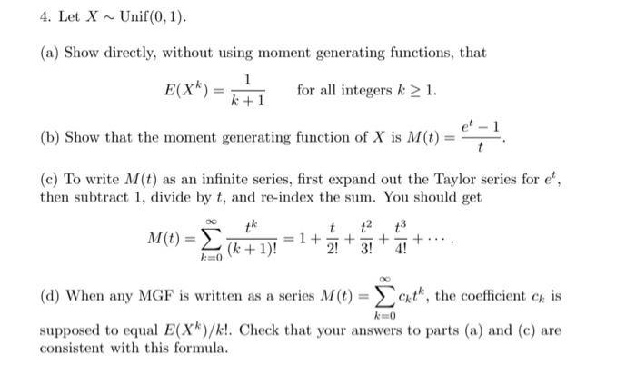 Solved (a) Show directly, without using moment generating | Chegg.com Solved (a) Show directly, without using moment generating | Chegg.com