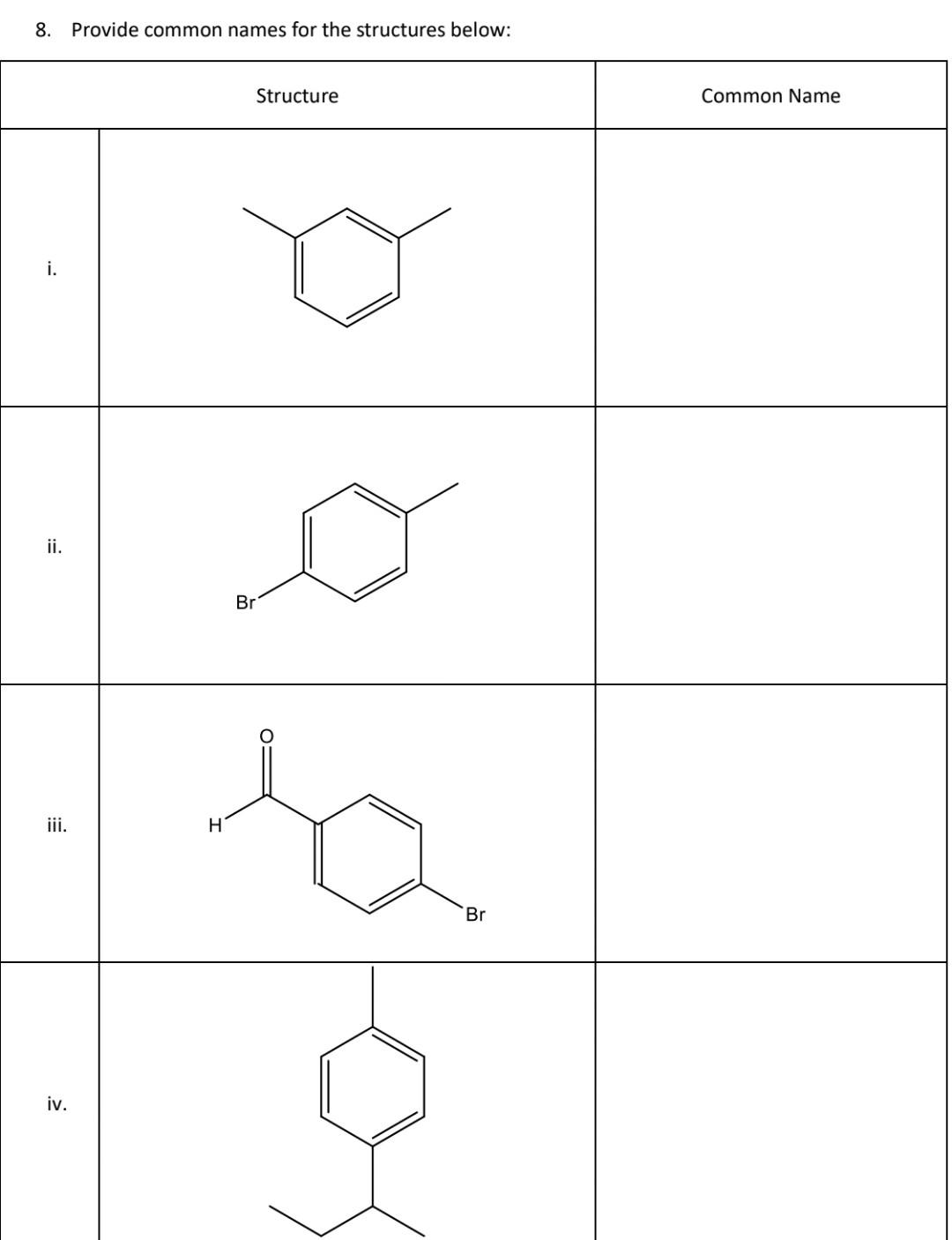 Solved 1. Provide IUPAC names for the following structures: | Chegg.com