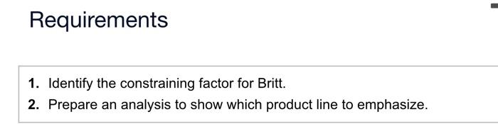 Solved Data table Requirements 1. Identify the constraining | Chegg.com
