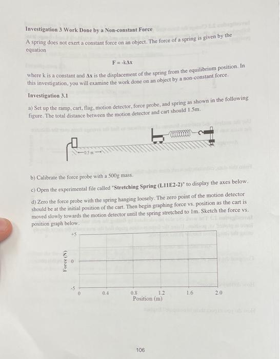 Solved a Investigation 3 Work Done by a Non-constant Force A | Chegg.com