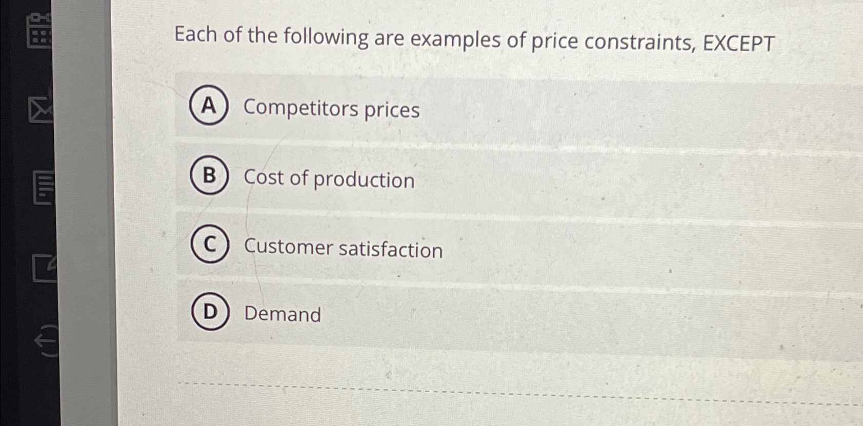 Solved Each of the following are examples of price | Chegg.com