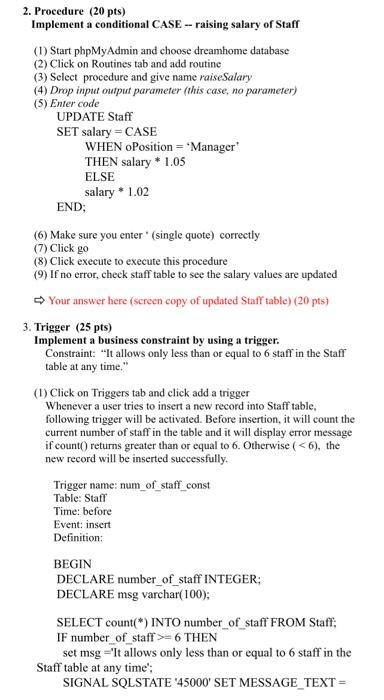 2. Procedure (20 pts) Implement a conditional CASE -- | Chegg.com