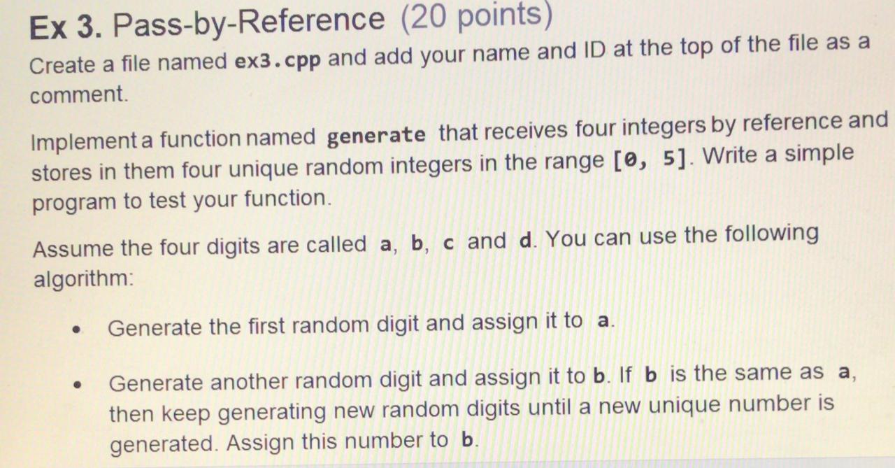 Solved Ex 3. Pass-by-Reference (20 points) Create a file | Chegg.com