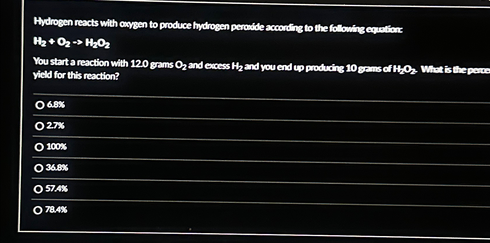 Solved Hydrogen reacts with oxygen to produce hydrogen | Chegg.com