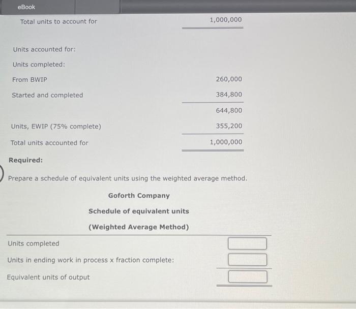 Solved Weighted Average Method, Equivalent Units Goforth | Chegg.com