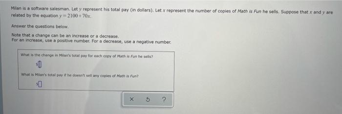 Solved Milan is a software salesman. Let y represent his | Chegg.com