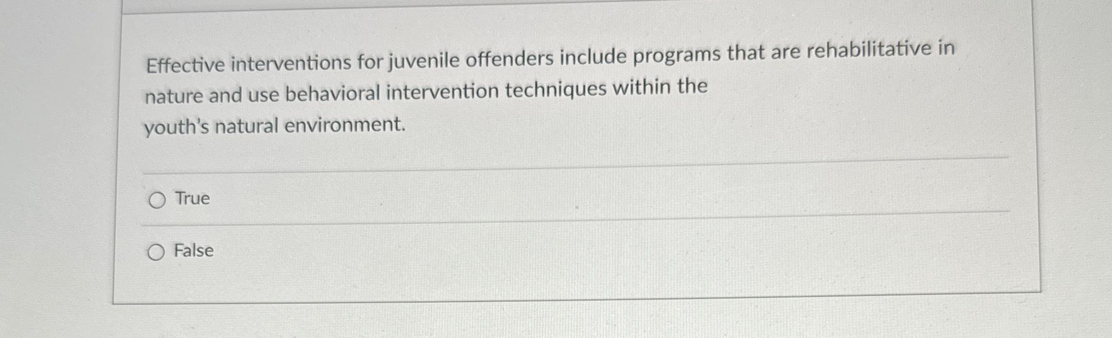 Solved Effective interventions for juvenile offenders | Chegg.com
