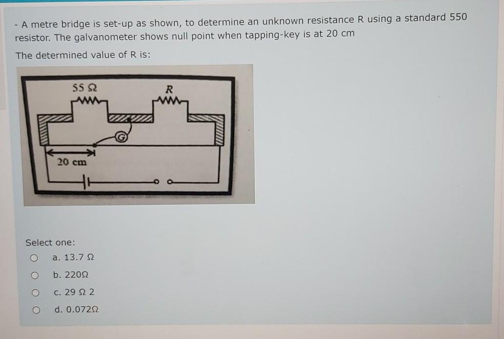 Solved - A metre bridge is set-up as shown, to determine an | Chegg.com