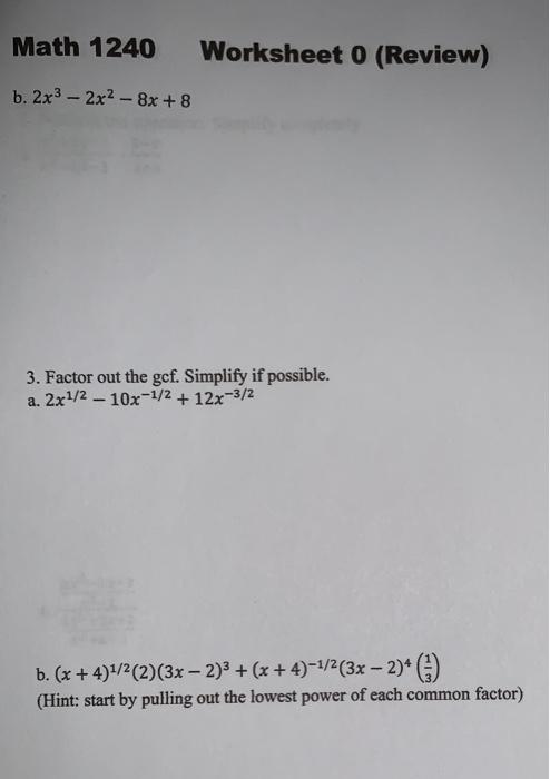 Solved Math 1240 Worksheet 0 (Review) 1.3 1. Expand (V3 – | Chegg.com