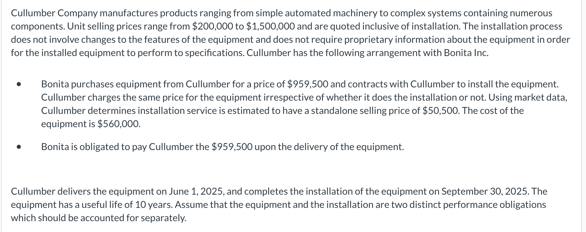 Solved Cullumber Company manufactures products ranging from | Chegg.com