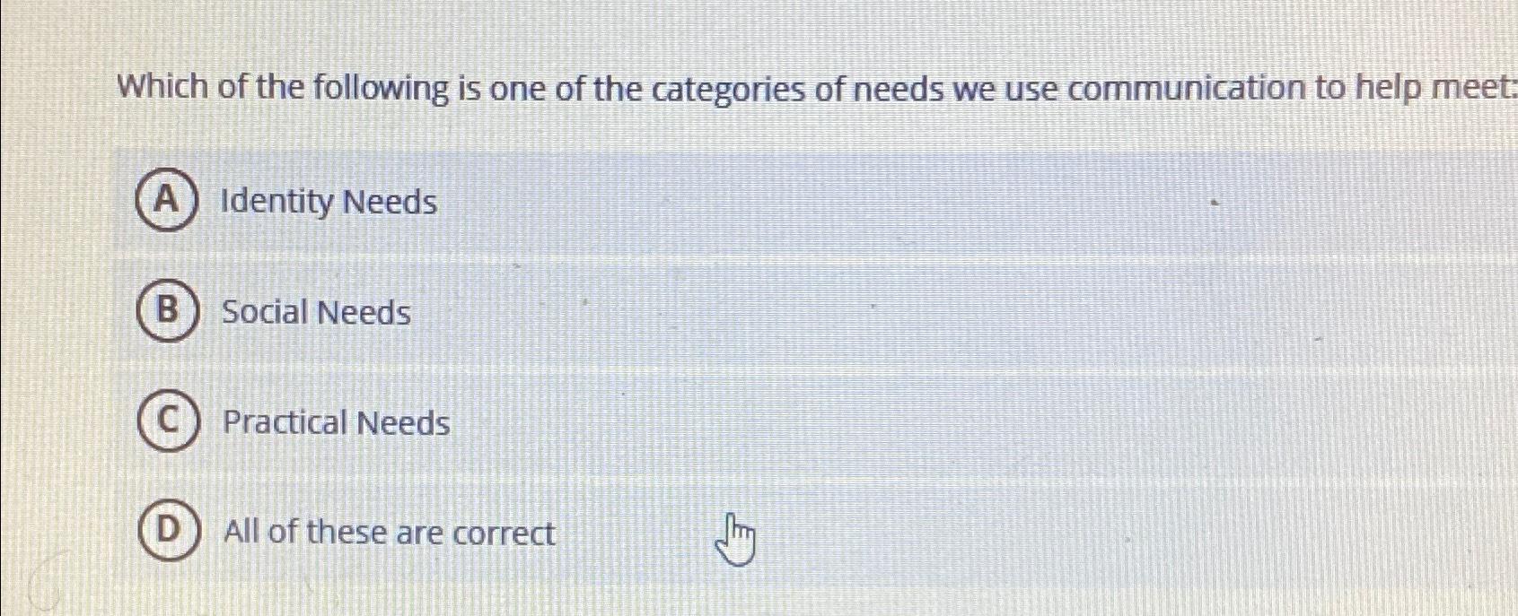 Solved Which of the following is one of the categories of | Chegg.com