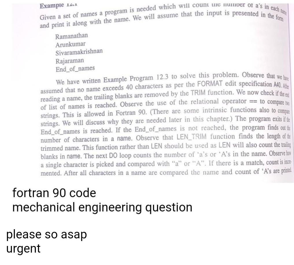 Solved Example in Given a set of names a program is needed | Chegg.com