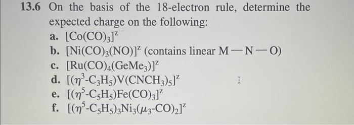 Solved 13.6 On the basis of the 18 -electron rule, determine | Chegg.com