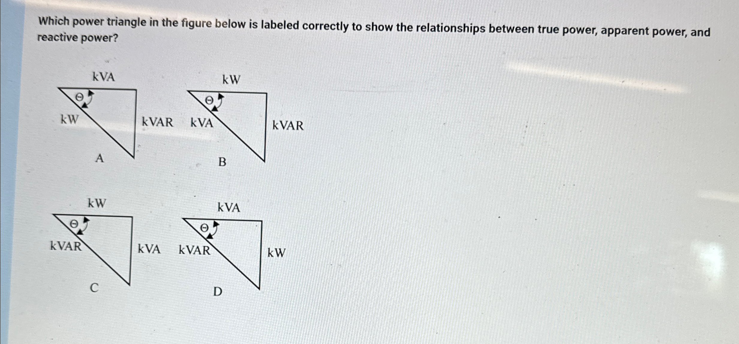 Solved Which power triangle in the figure below is labeled | Chegg.com