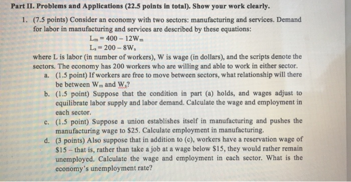 Solved Part II. Problems and Applications (22.5 points in | Chegg.com