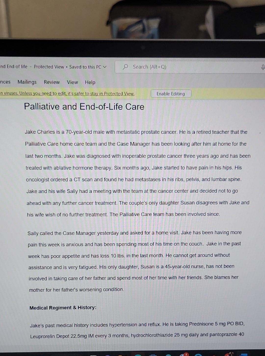 Jake Charles is a 70-year-old male with metastatic | Chegg.com