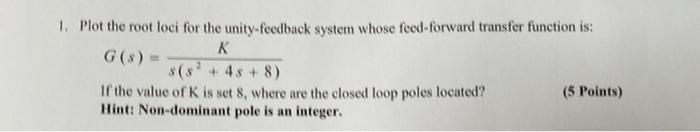 Solved - 1. Plot the root loci for the unity-feedback system | Chegg.com