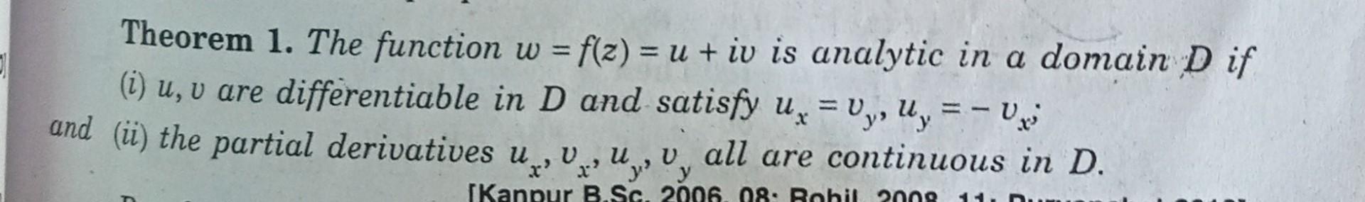Solved Theorem 1. The function w=f(z)=u+iv is analytic in a | Chegg.com