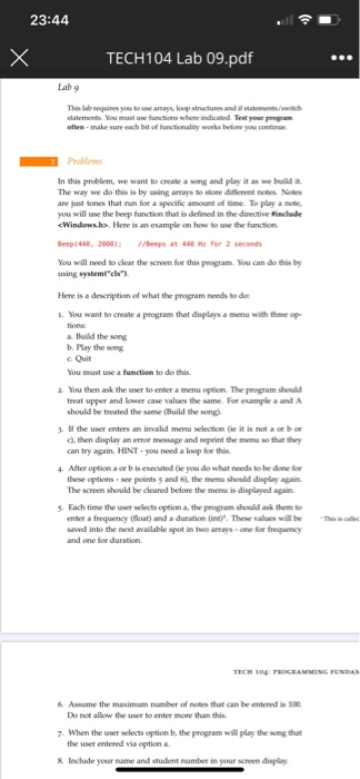23:44 TECH104 Lab 09.pdf Lab This labus you to | Chegg.com