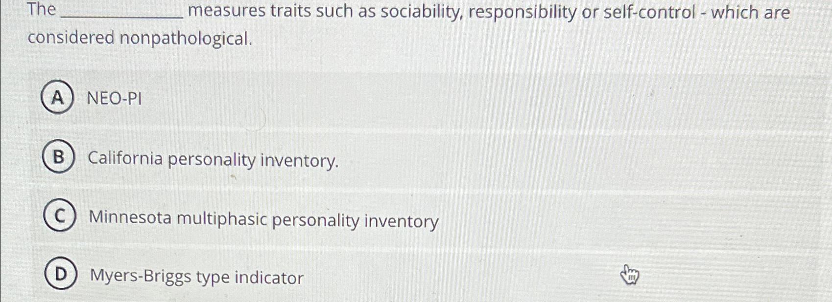 Solved The measures traits such as sociability, | Chegg.com