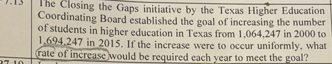 Solved The Closing the Gaps initiative by the Texas Higher | Chegg.com