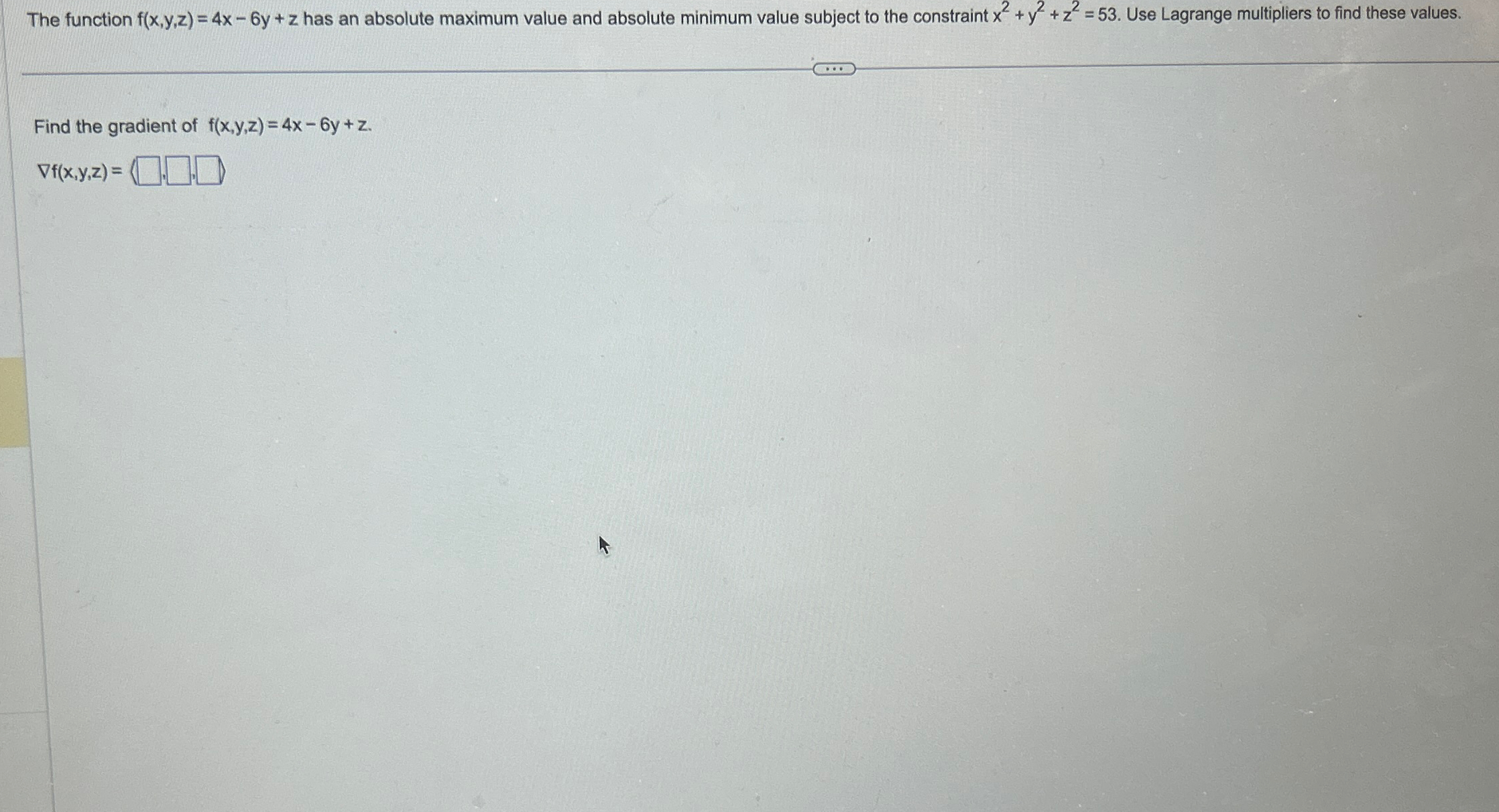 Solved The function f(x,y,z)=4x-6y+z ﻿has an absolute | Chegg.com