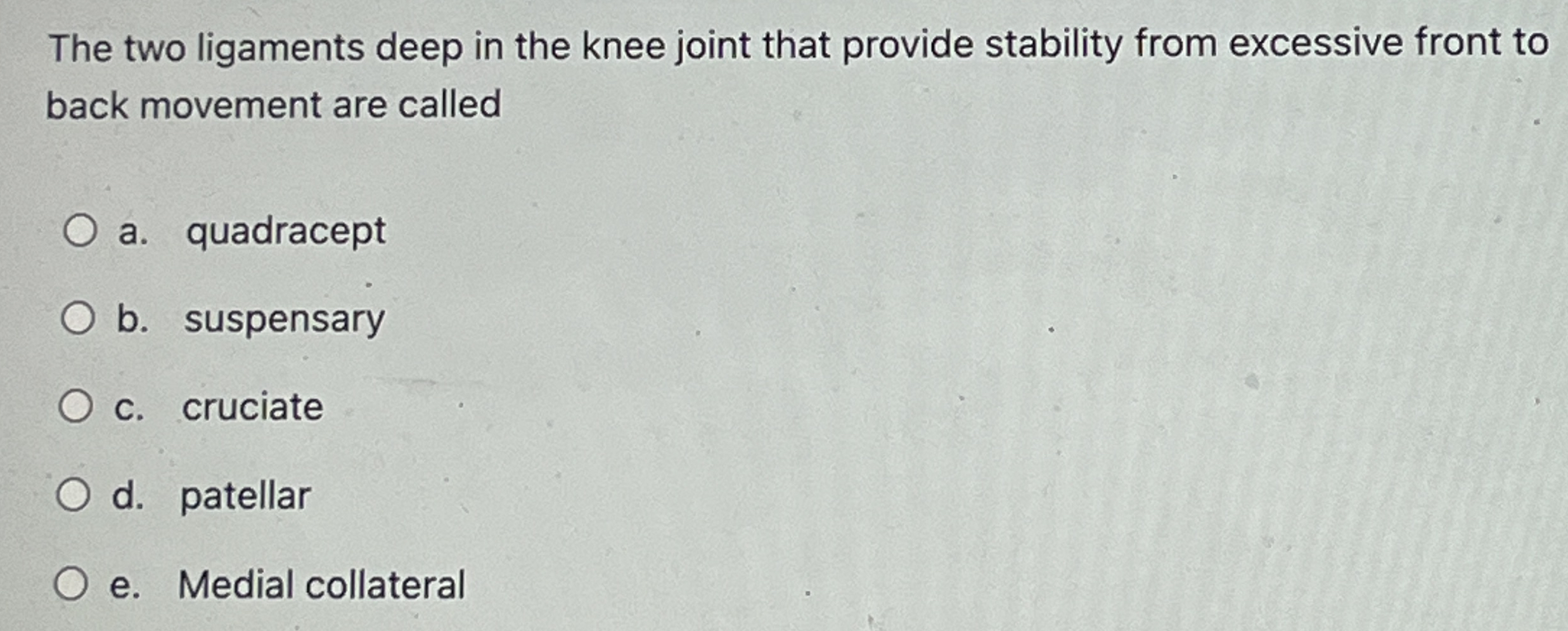 Solved The two ligaments deep in the knee joint that provide | Chegg.com