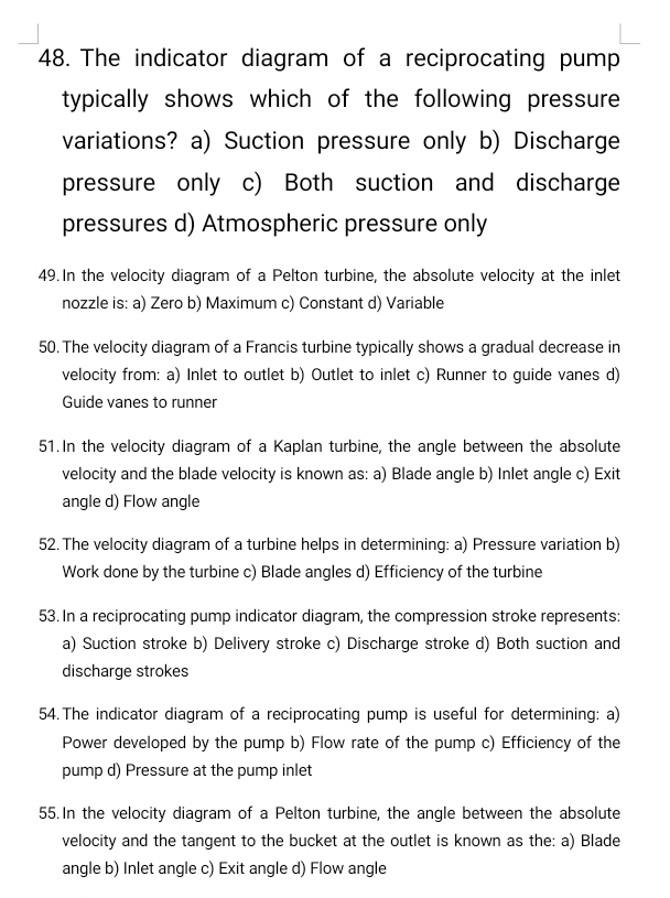 Solved The indicator diagram of a reciprocating pump | Chegg.com