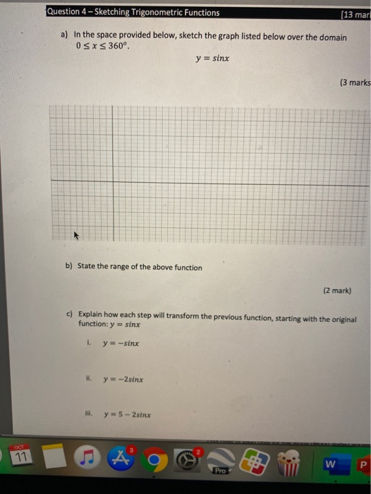 Solved Question 4 - Sketching Trigonometric Functions (13 | Chegg.com
