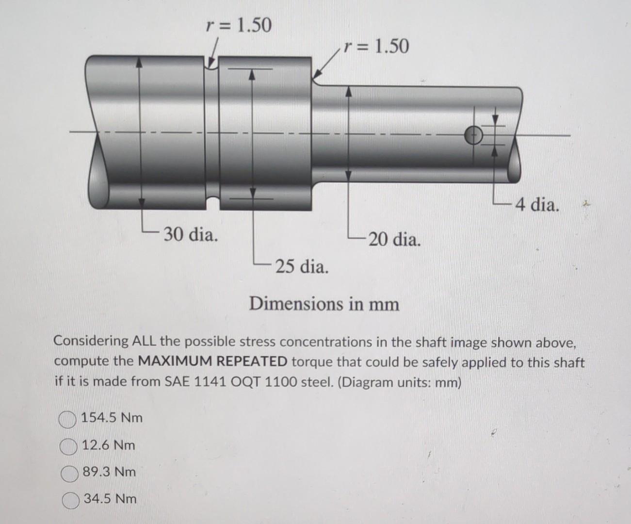 Solved Dimensions in mm Considering ALL the possible stress | Chegg.com