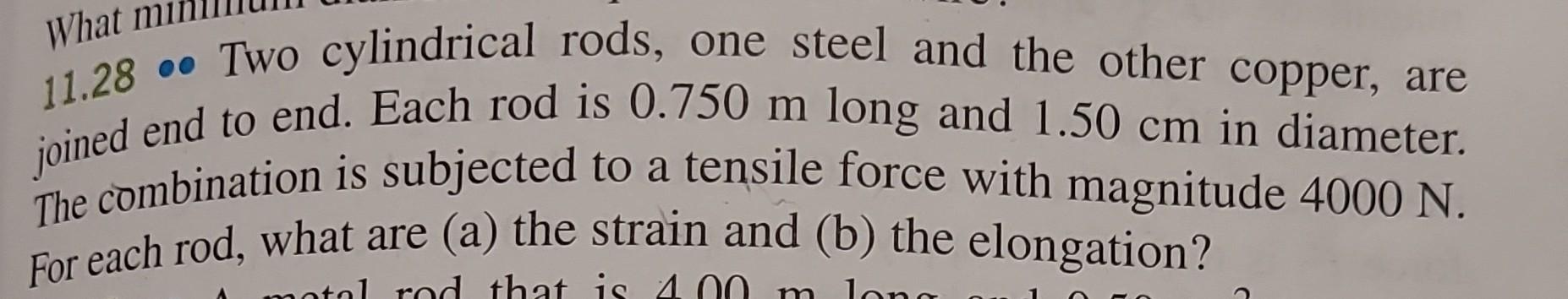 Solved 11.28⋯ Two cylindrical rods, one steel and the other | Chegg.com