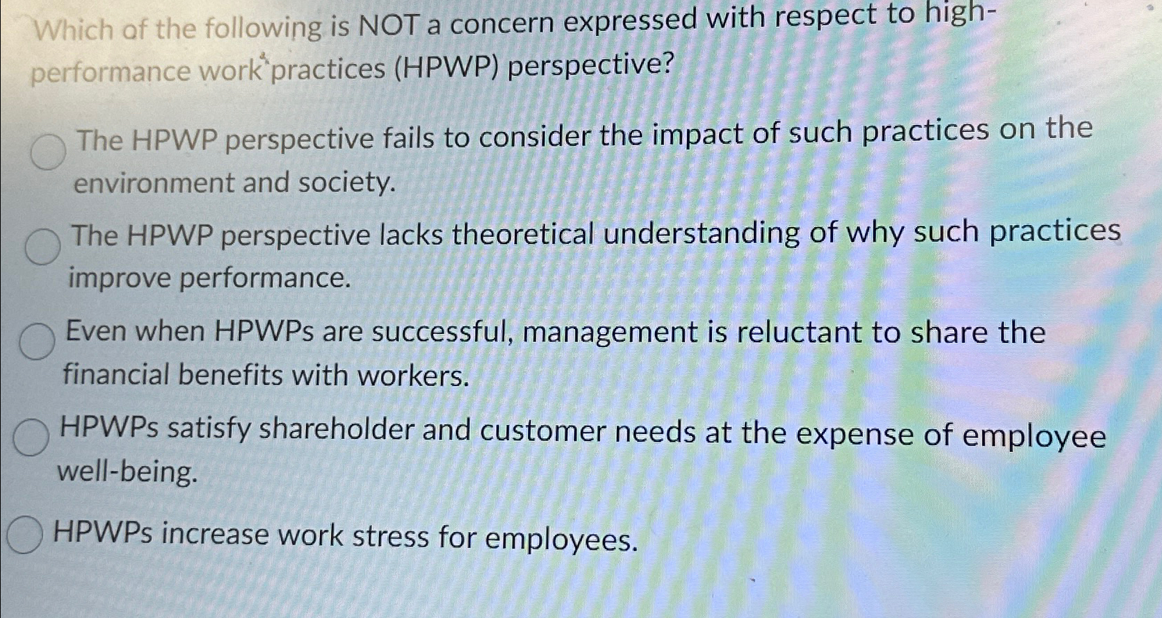 Solved Which of the following is NOT a concern expressed | Chegg.com