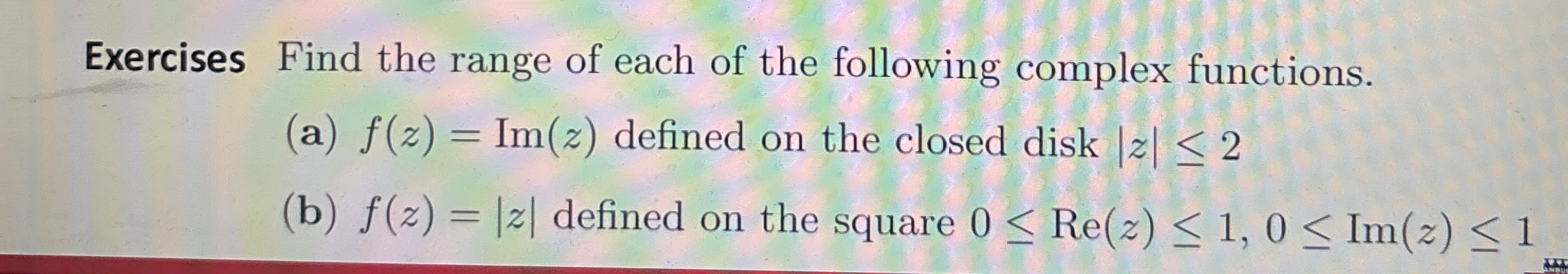 Solved Exercises Find the range of each of the following | Chegg.com