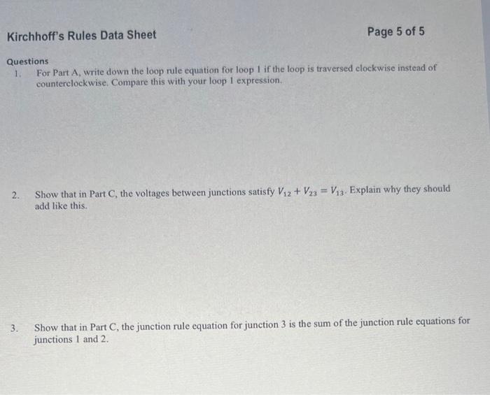 Solved 1. Using the junction rule and loop rule, write down | Chegg.com
