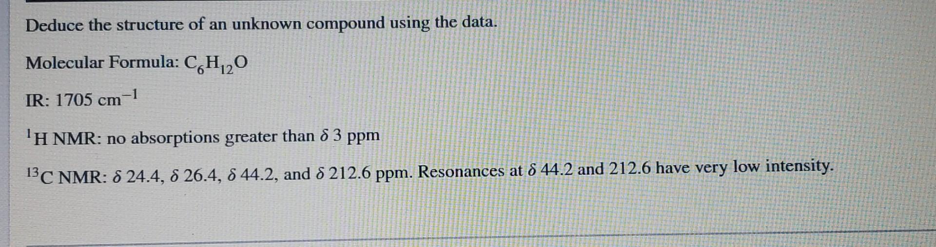 Solved Deduce the structure of an unknown compound using the | Chegg.com