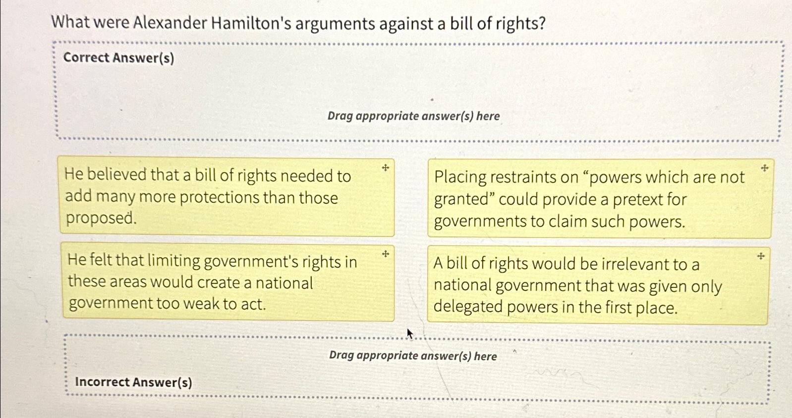 Solved What were Alexander Hamilton's arguments against a | Chegg.com