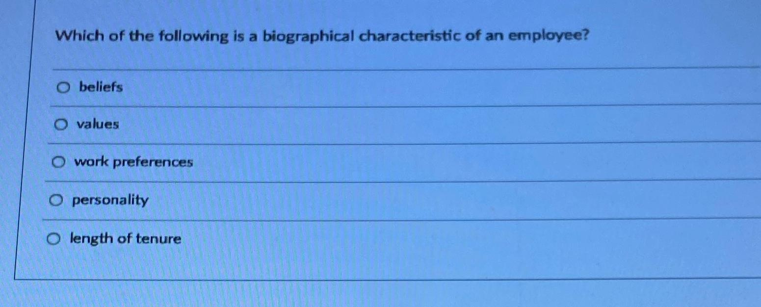 Solved Which of the following is a biographical | Chegg.com