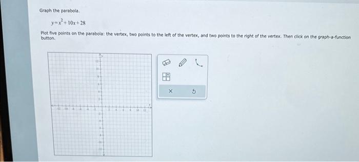 Solved Graph the parabola. y=x2+10x+28 Plot five points on | Chegg.com