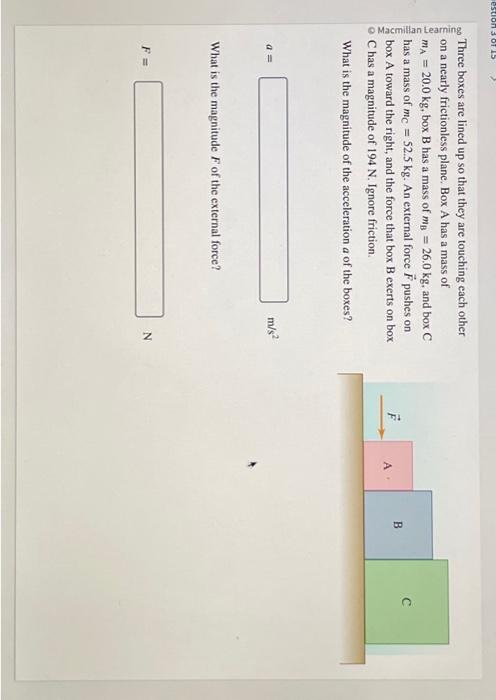 Solved Three boxes are lined up so that they are touching | Chegg.com