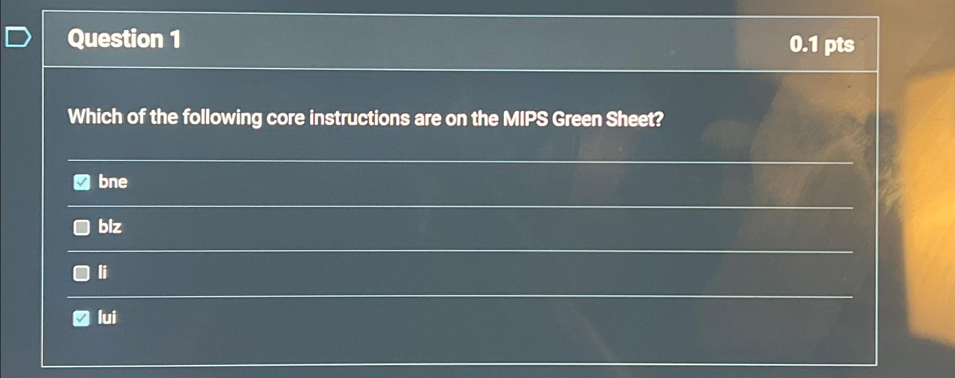Solved Question 10.1 ﻿ptsWhich of the following core | Chegg.com