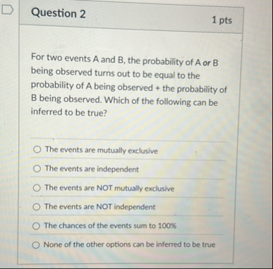 Solved Question 21 ﻿ptsFor two events A and B , ﻿the | Chegg.com