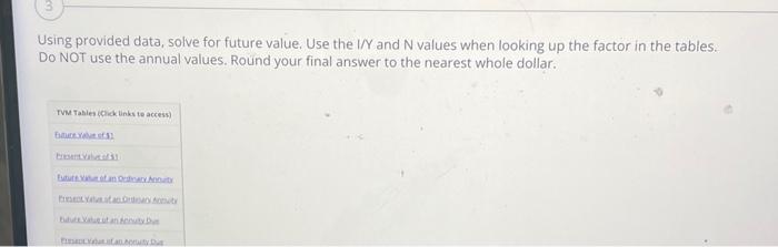 Solved Using provided data, solve for future value. Use the | Chegg.com