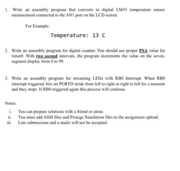 1. Write an assembly program that converts to digital | Chegg.com