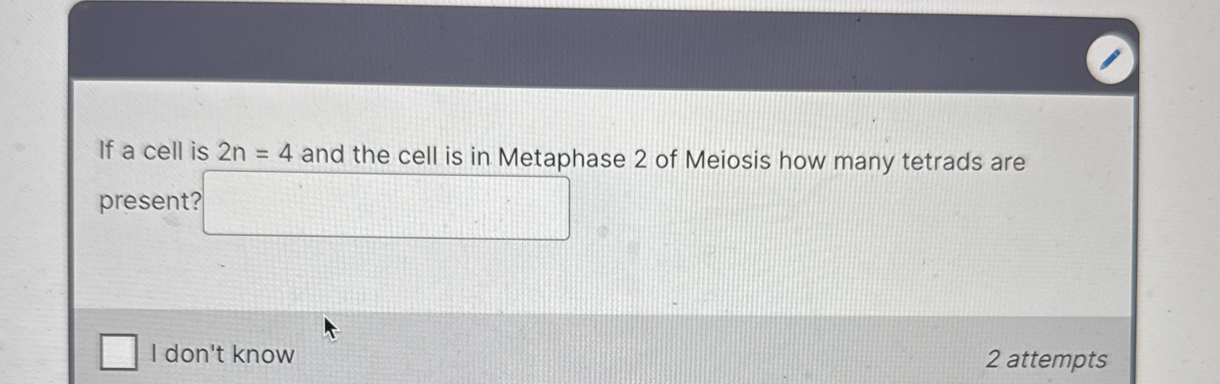 Solved If a cell is 2n=4 ﻿and the cell is in Metaphase 2 ﻿of | Chegg.com