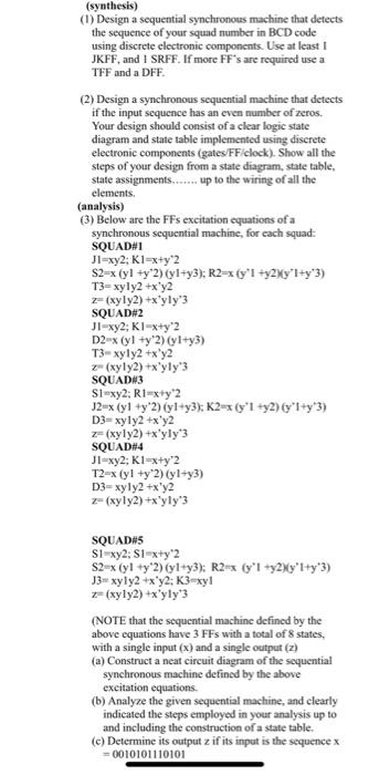 (synthesis) (1) Design a sequential synchronous | Chegg.com