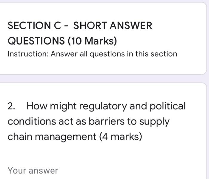 Solved SECTION C- SHORT ANSWER QUESTIONS (10 Marks) | Chegg.com